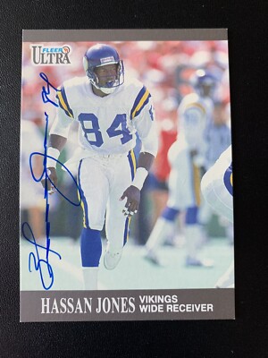 Hassan Jones Signes 1991 Fleer Ultra #198 Card Minnesota Vikings ...