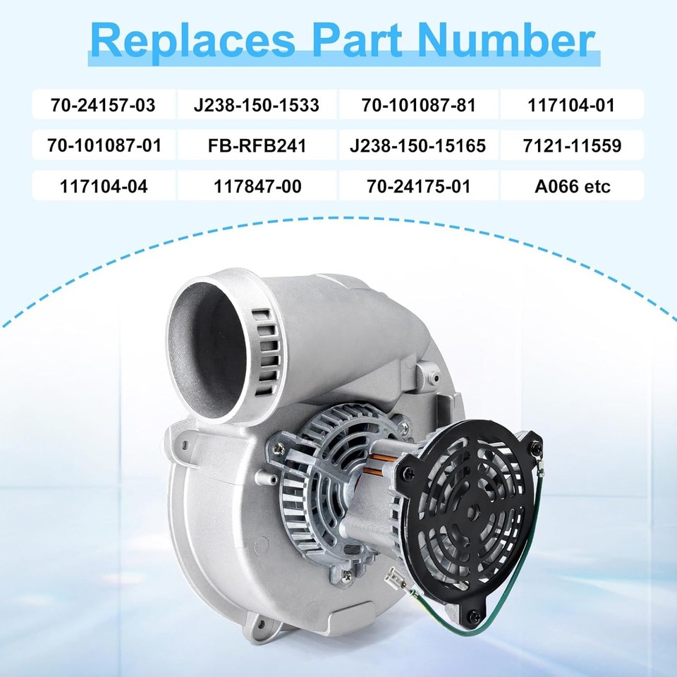 Furnace Draft Inducer Blower Fan Motor for Rheem Ruud FB-RFB241, 70 ...