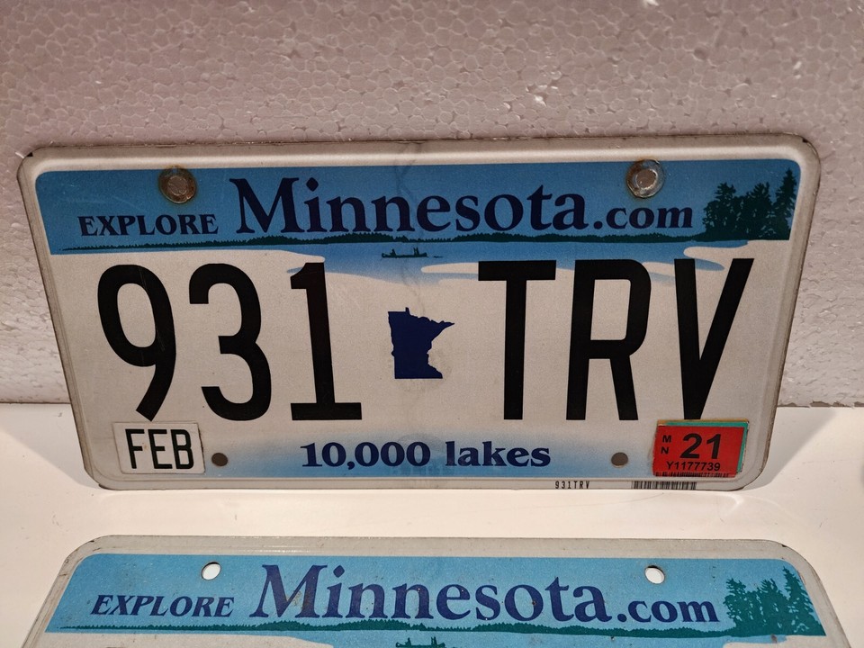 Minnesota MN Matching Pair License Plate Set 931 TRV Man Cave Garage ...