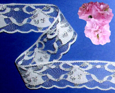 Bridal Silver Lace Trim 10 Yards X 1-3/4" Bell Scalloped D45BV CLOSEOUT ...