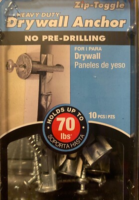 Zip Toggle Heavy Duty Drywall Anchor (holds up to 70 pounds) New 10pcs ...