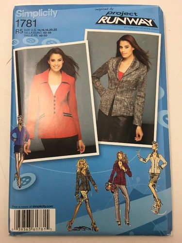 Misses' Jackets Project Runway Collection 1781 R5 14-16-18-20-22 | eBay