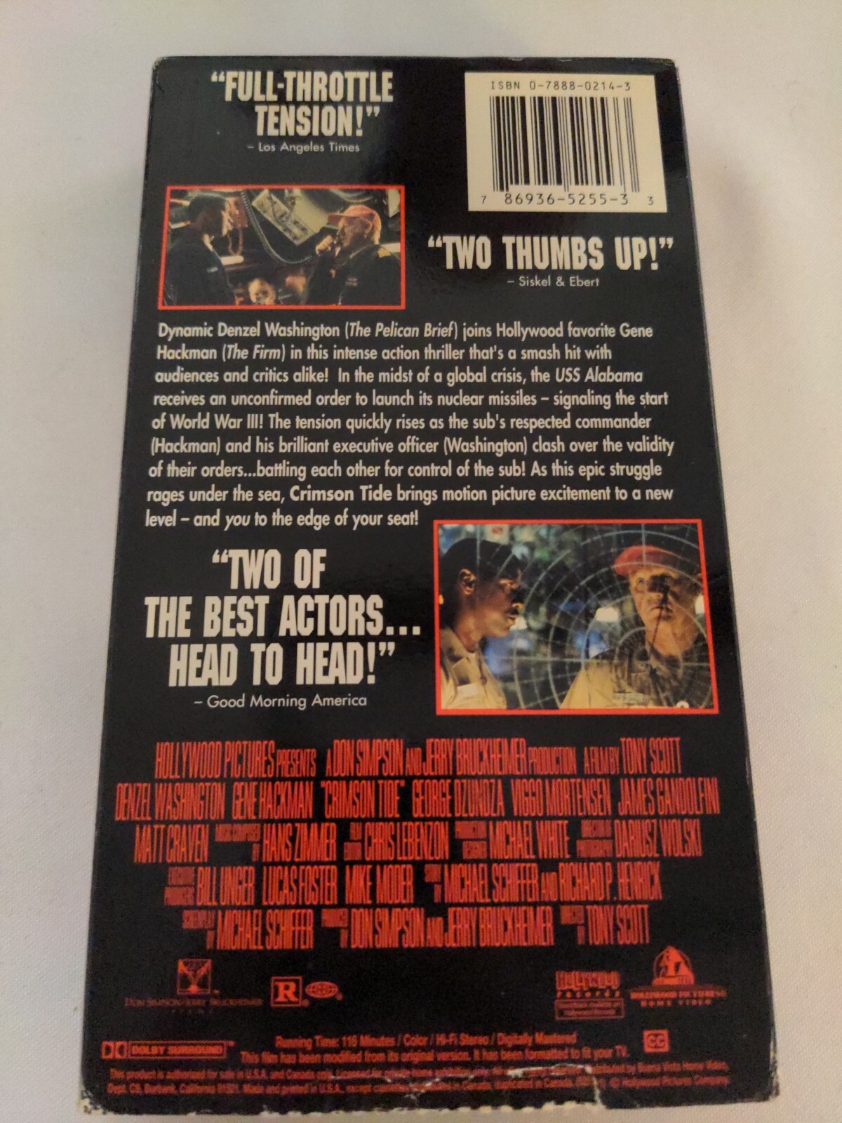 1995 Crimson Tide Gene Hackman VHS Tape, COMPLETE/TESTED SEE PHOTOS ...