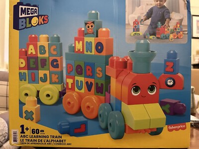 Mega Blocks ABC Learning Train 60 Block Pieces Alphabet Educational Toy ...