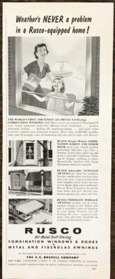 1954 Rusco Windows Doors Awnings PRINT AD Weather's Never a Problem | eBay