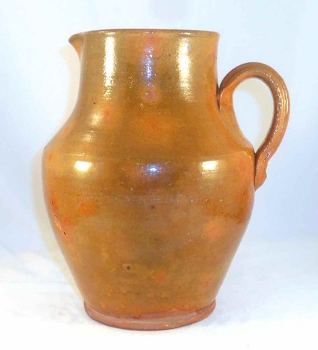 Antique New England Lead Glazed Redware Pitcher Applied Handle & Pinched Spout | eBay