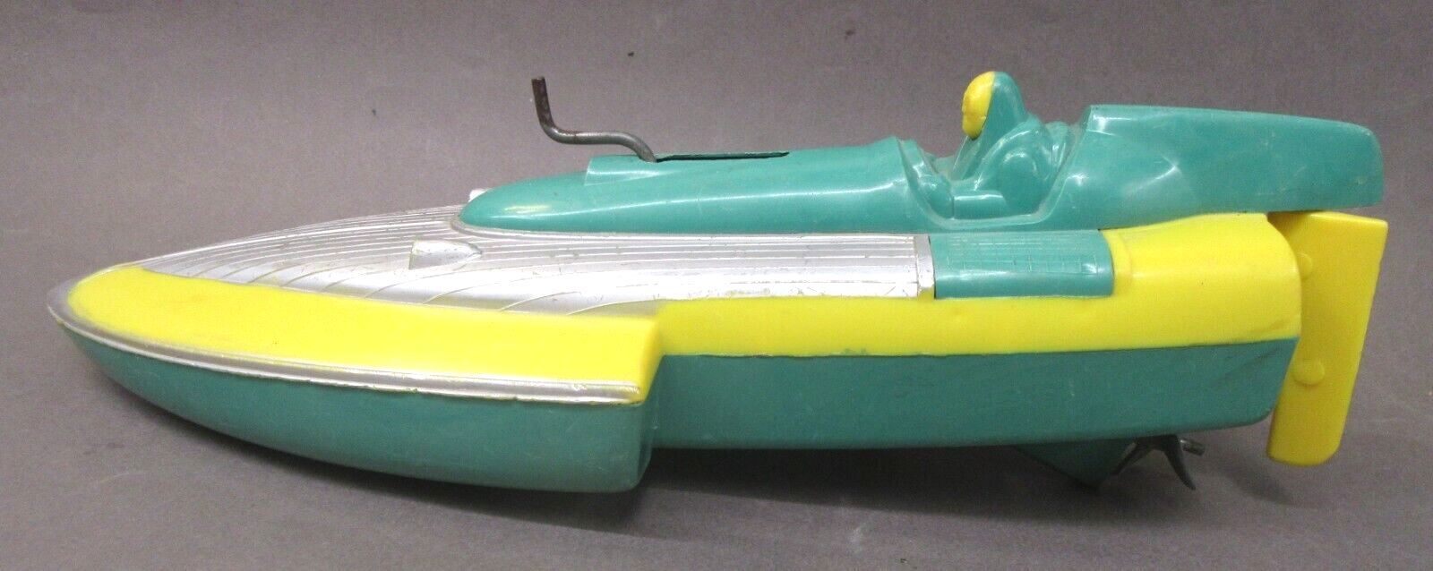 1950's Ideal 12" windup unnamed HYDROPLANE Race Boat plastic WORKING v8 ...