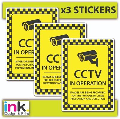 3x CCTV stickers camera Alarm sticker warning sign decals CCTV in ...