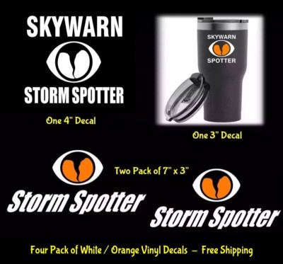 Skywarn Storm Spotter 4 Pack White Orange Vinyl Decals ONLY Car Truck ...
