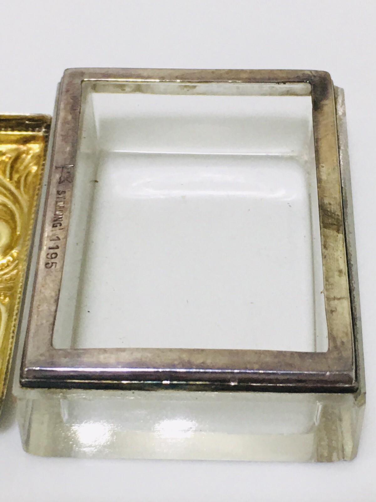 ANTIQUE STERLING SILVER FOSTER & BAILEY F&B FLORAL DECOR GLASS PILL ...