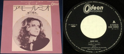 MINA MAZZINI VG+/VG- Odeon EOR-10092 "Amor Mio" RARE Japan only 7" AUG ...