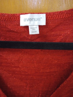 avenue 22/24 Red Tunic Sweater EUC Red Glitter Accent Stripes | eBay