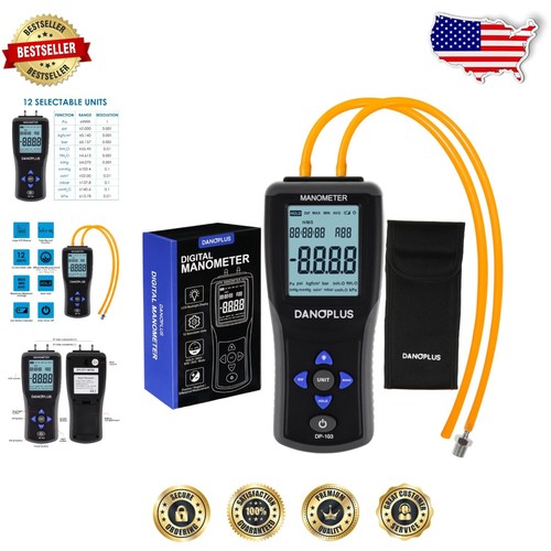 High Precision Manometer with 12 Measurement Units & Data Recording ...