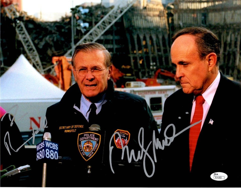 Rudy Giuliani + Donald Rumsfeld Dual Signed 11x14 Photo w/ JSA COA ...