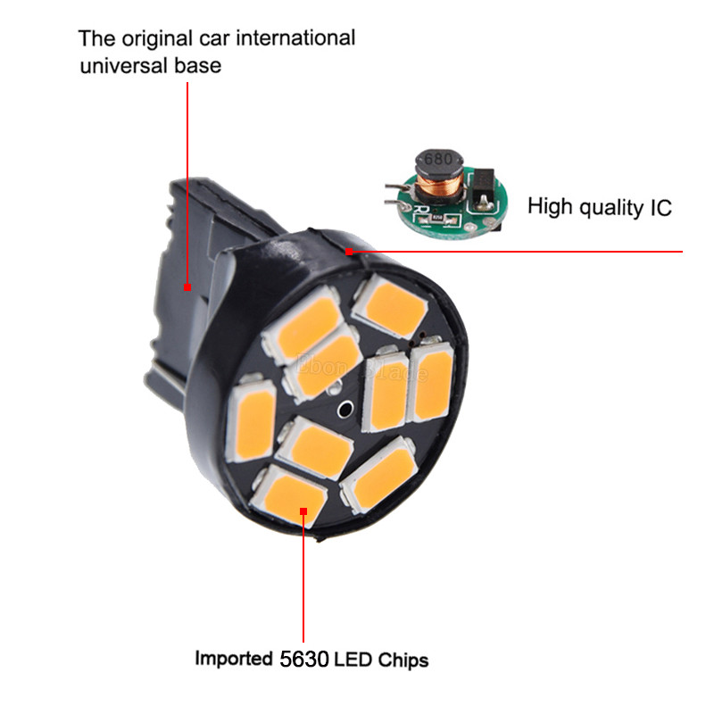 1 X T20 7440 W21W Amber Yellow 9 SMD 5630 LED Turn Signal Light Lamp ...