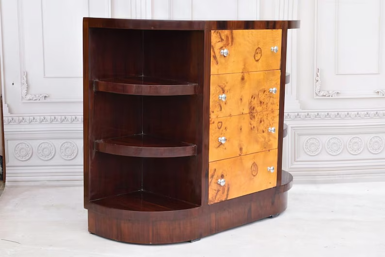 Stand Commode Art Deco – 4-Drawer Wardrobe with Shelves, Chest of ...