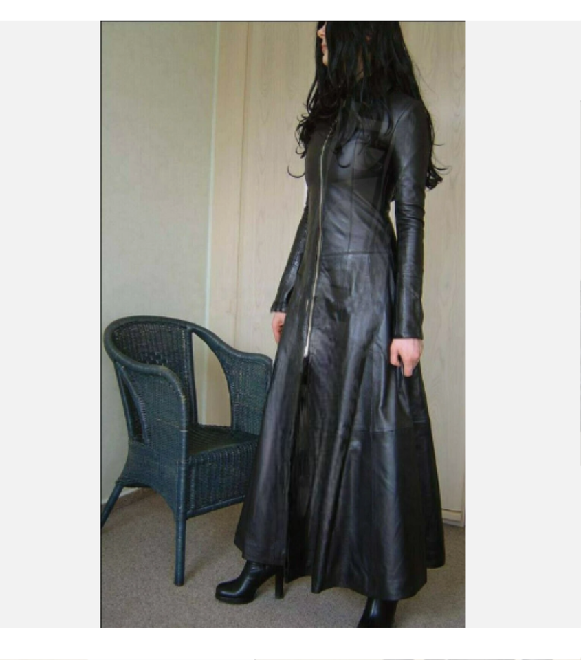 Womens Black Leather Trench Coat Matrix Steampunk Gothic Long Coat ...