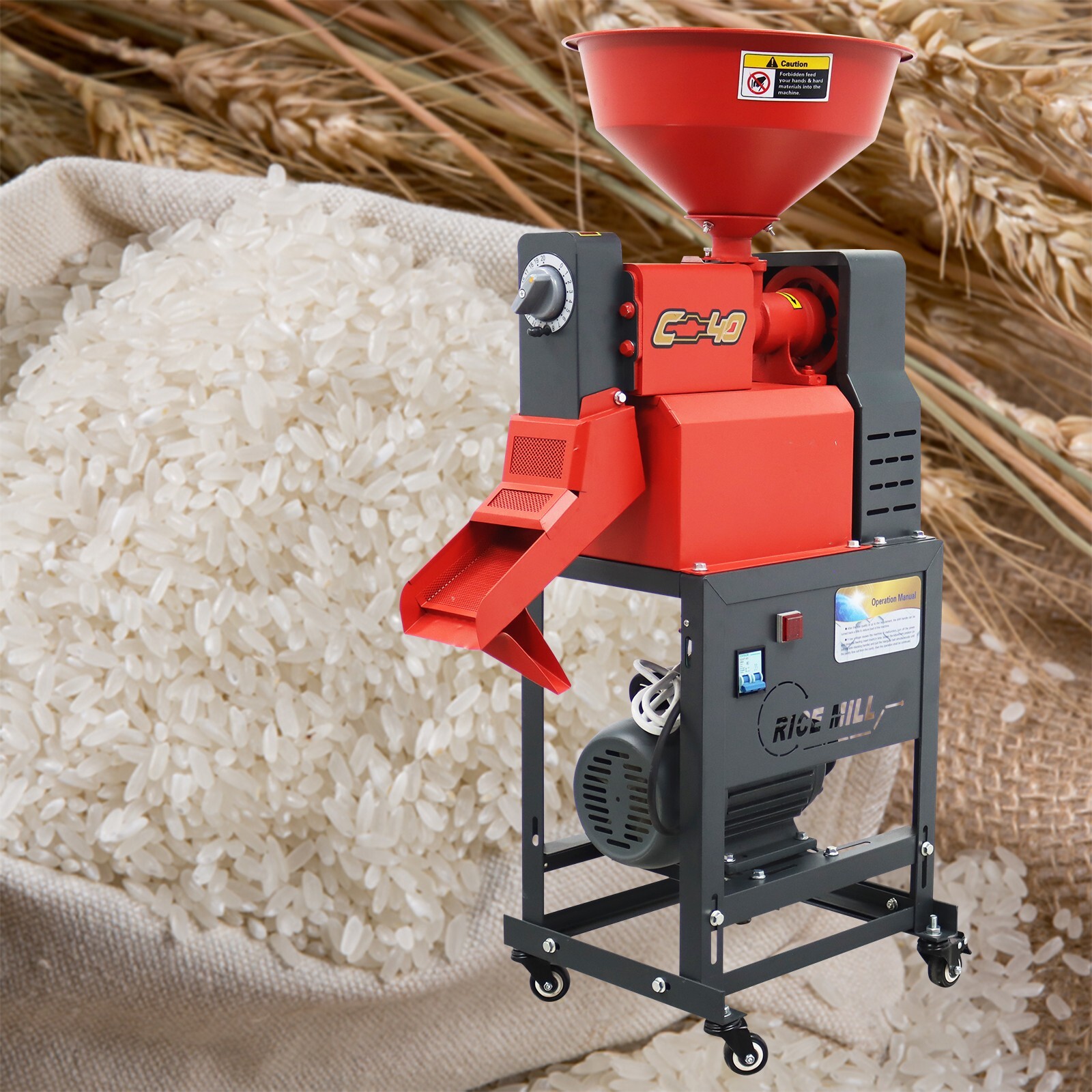 220V Rice Sheller Peeling Huller Machine 2.4HP Powerful Rice Miller ...