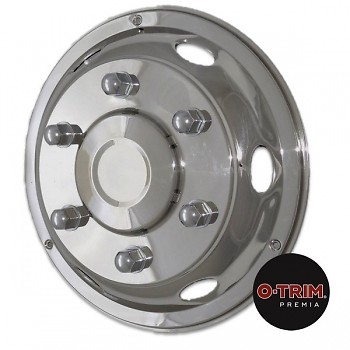 1 pair 17.5" Iveco deluxe front wheel trims hub caps covers stainless O ...