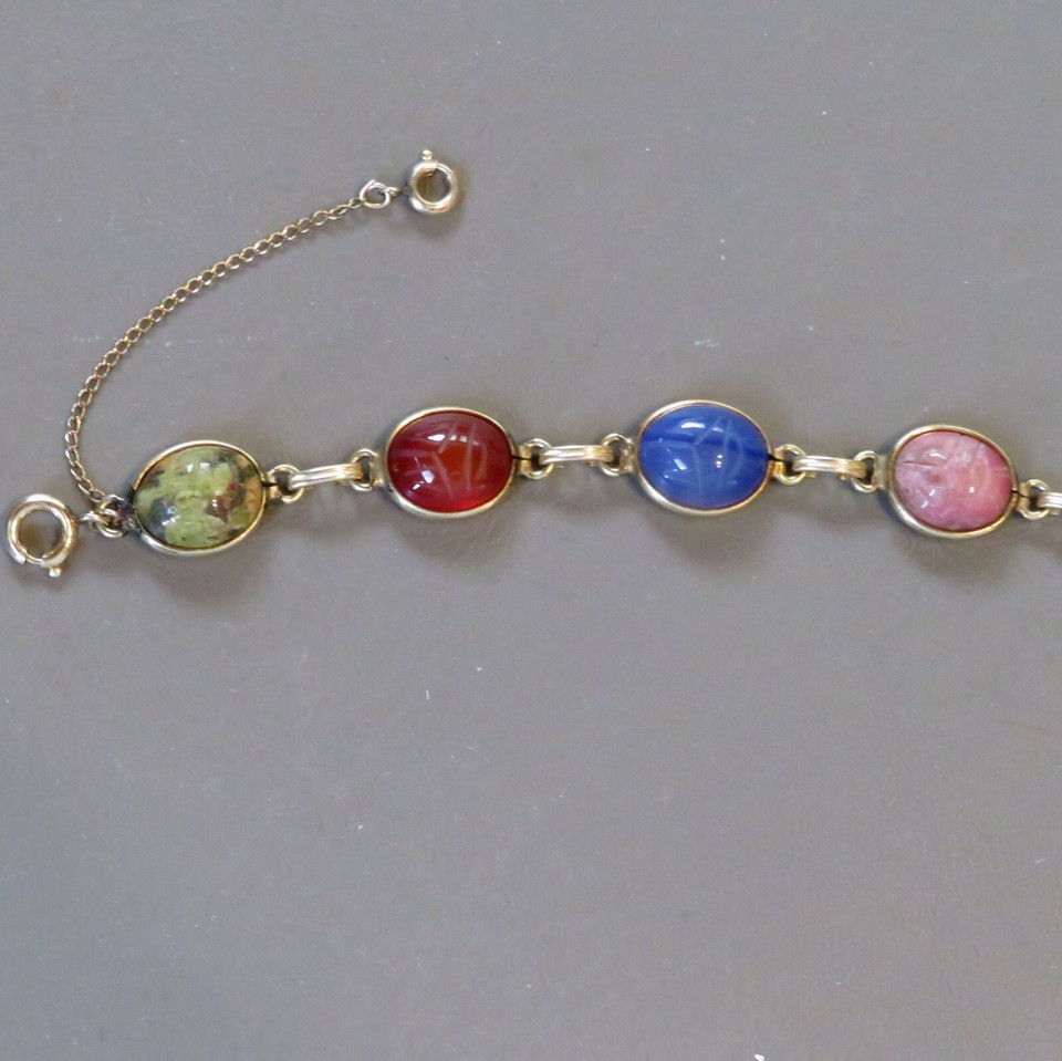 1950s Vintage Curtis Christian 1/20 12K GF Carved Stones Scarab ...