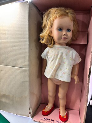 VTG Original 1959 20” Mattel Chatty Cathy Vinyl Doll In Box Mute DOES ...