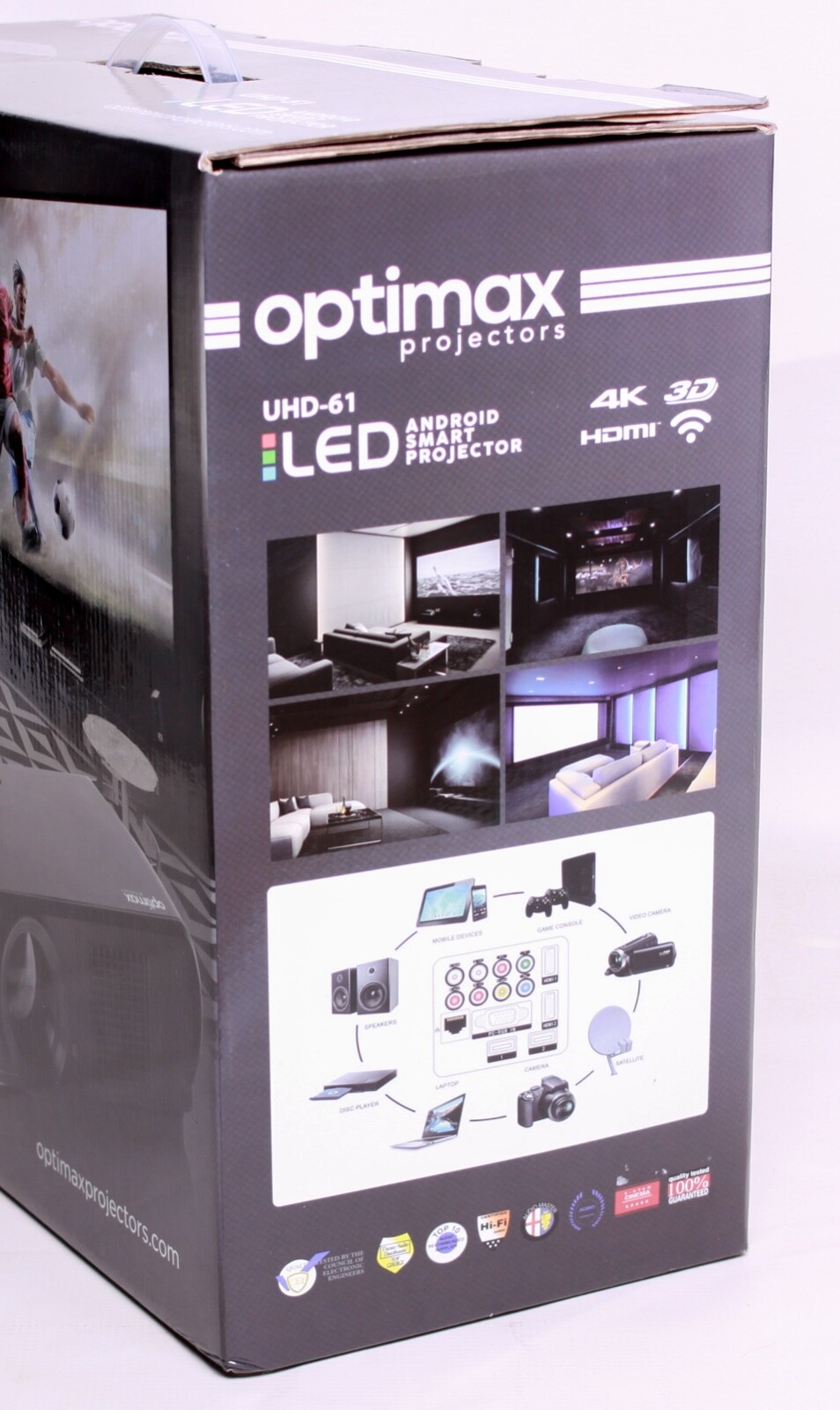 Optimax Smart Projector UHD-61 4K & Zero Edge HD90 Screen&Theater ...