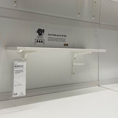 IKEA BURHULT / SIBBHULT Wall shelf with Brackets white/white 23¼×7⅞ ...