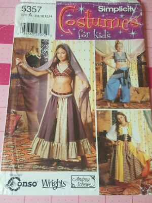 Simplicity Costume Pattern 5357-Girls Belly Dancer Fortune Teller Genie ...