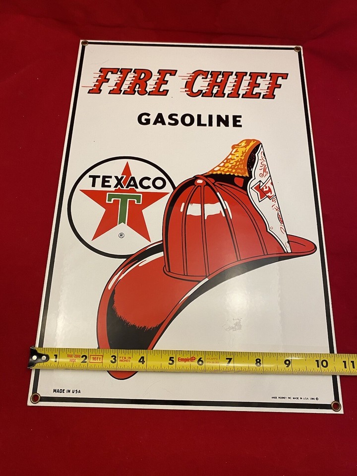 Porcelain TEXACO Fire Chief Gasoline Sign- Reproduction By Ande Rooney ...