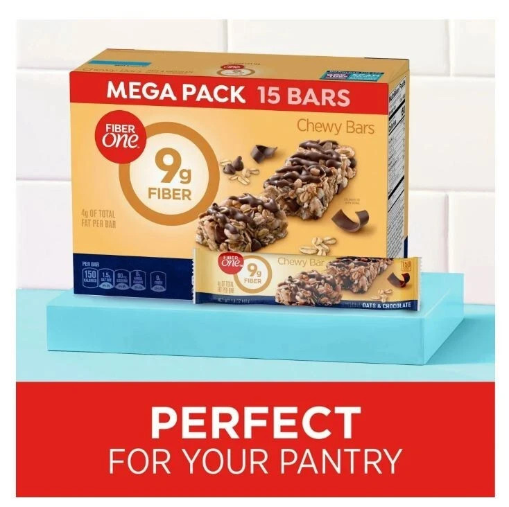 Fiber One Chewy Bars, Oats & Chocolate, Fiber Snacks, Mega Pack, 15 ct ...