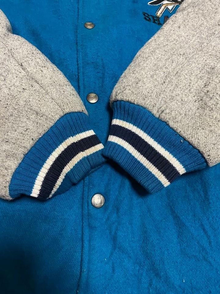 San Jose Sharks 90s Stadium Jacket L Blue Gray Embroidered Logo | eBay UK