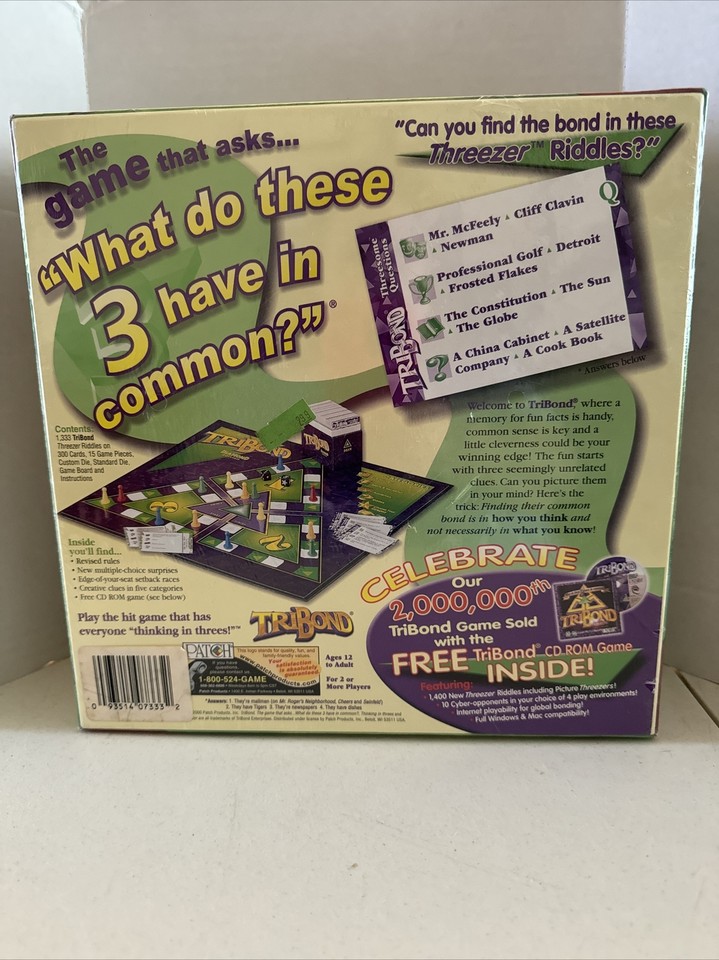 New Sealed Vintage 2000 TriBond Diamond Edition Board Game With CD ROM ...
