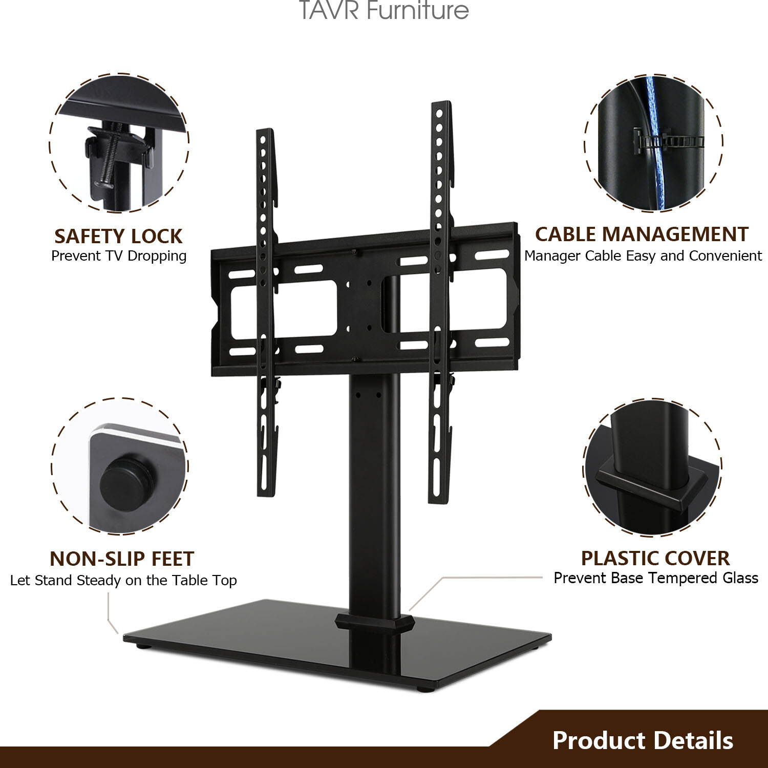 Swivel Universal TV Stand Base with Mount for 27-55 inch LCD LED OLED ...
