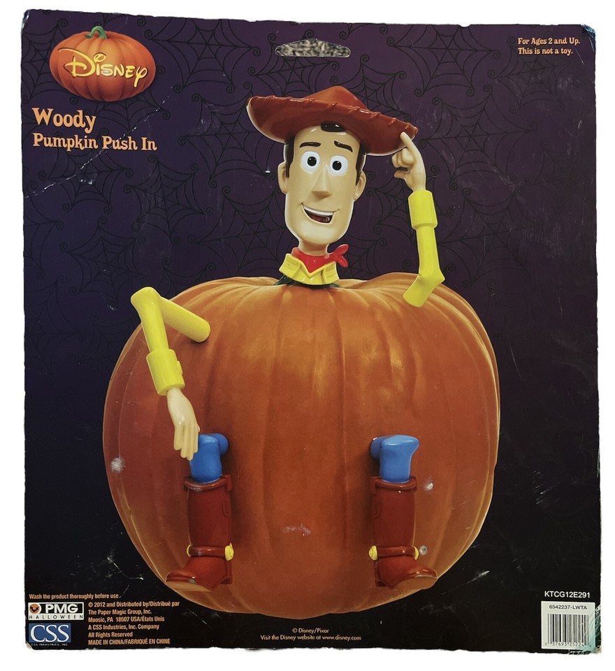2012 Disney Pixar Toy Story Woody Pumpkin Push In Halloween Decor Htf ...