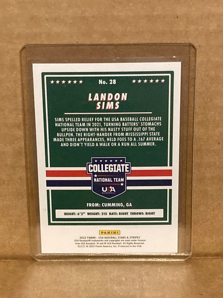 Landon Sims 2022 Panini USA Baseball Stars & Stripes /23 #28 | eBay