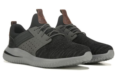 NEW SKECHERS Delson 3.0 Cicada Black/Gray Slip On Sneaker Shoe Men's ...