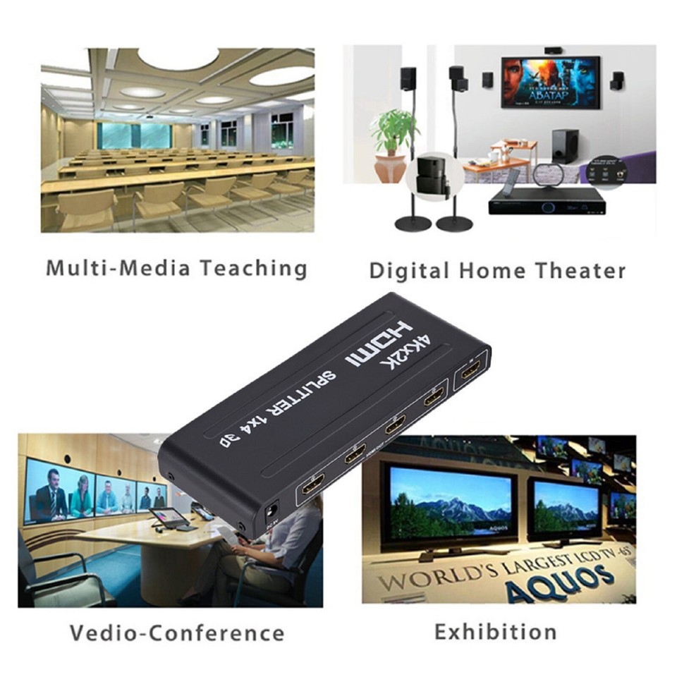 4K 30hz 1 in 4 out HDMI Splitter Repeater Full HD 1080P Display Mirror ...