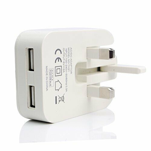 2 AMP Fast Dual Twin 2 Port USB Folding Charger UK Mains Wall Plug ...