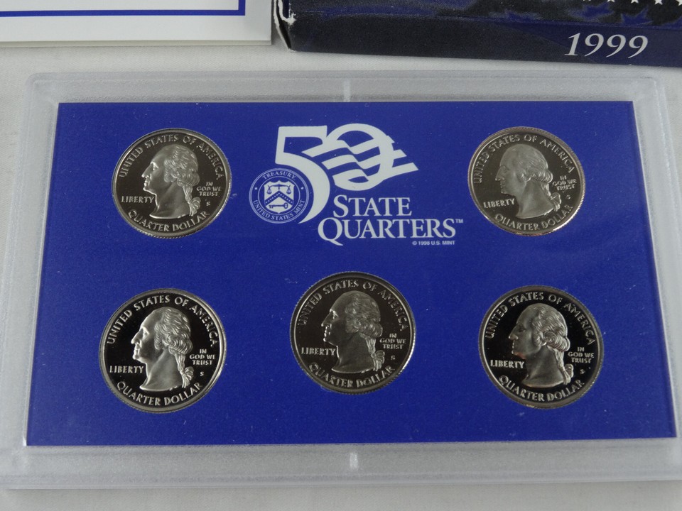 (10) 1999-S US Mint Statehood Quarters Proof Sets 50 Coins Box & COA ...