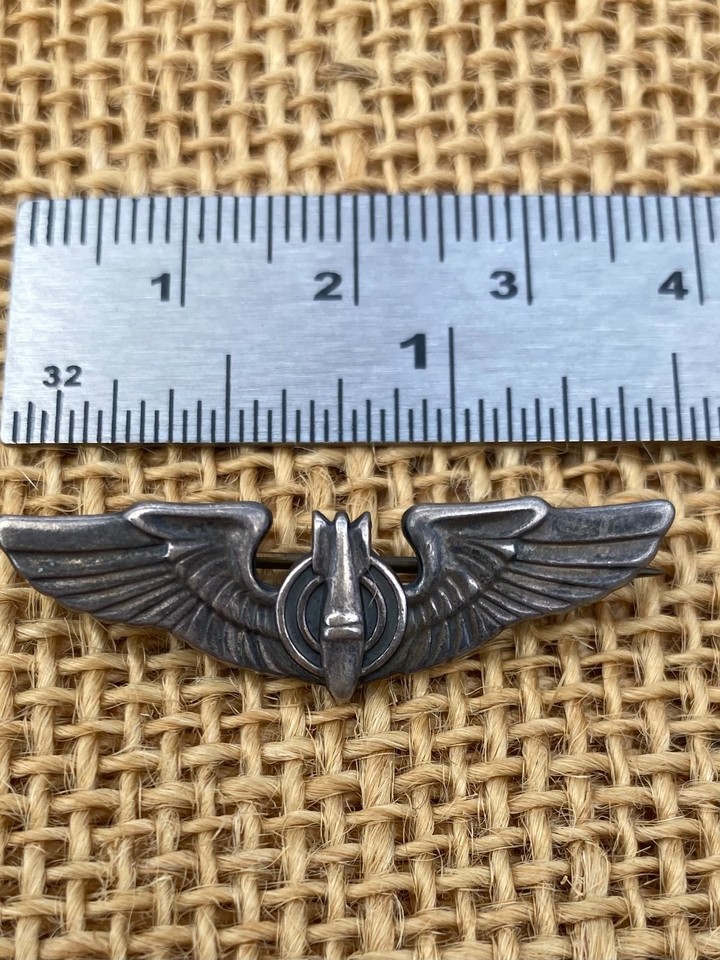 WW2 USAAF Bombadier Wing Badge, 1 1/2" Pin back, Sterling Mark | eBay