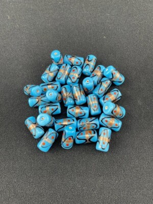 85+ PCS LIGHT BLUE WAVY TUBE GLASS FANCY JEWELRY CRAFT MAKING LOOSE ...