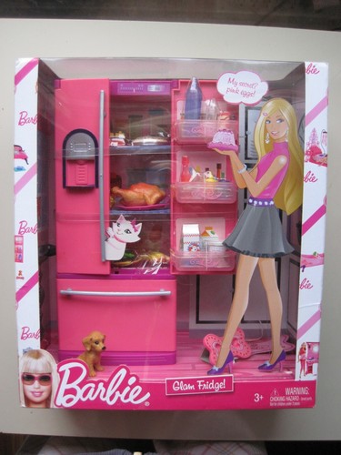 Barbie Pink Glam Fridge Refrigerator Furniture Gift Set..New In The Box ...