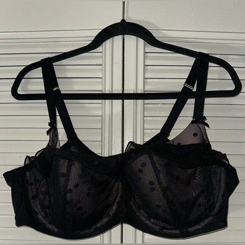 Cacique French Balconette Polka Dot Mesh Ruffle Underwire Bra Size 46D ...
