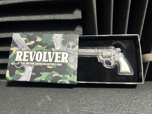 2023 Chad 2 oz Silver Revolver Gun Shaped Antiqued High Relief Coin ...