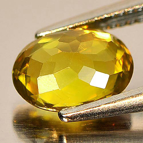 Greenish Yellow Titanium Sphene Rainbow Spark 1.17 Ct. Oval Natural Gem ...