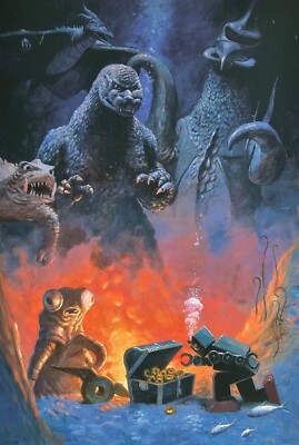 Eric Joyner "Sunken Treasure"Donuts Robot Godzilla HAND SIGNED fantasy ...