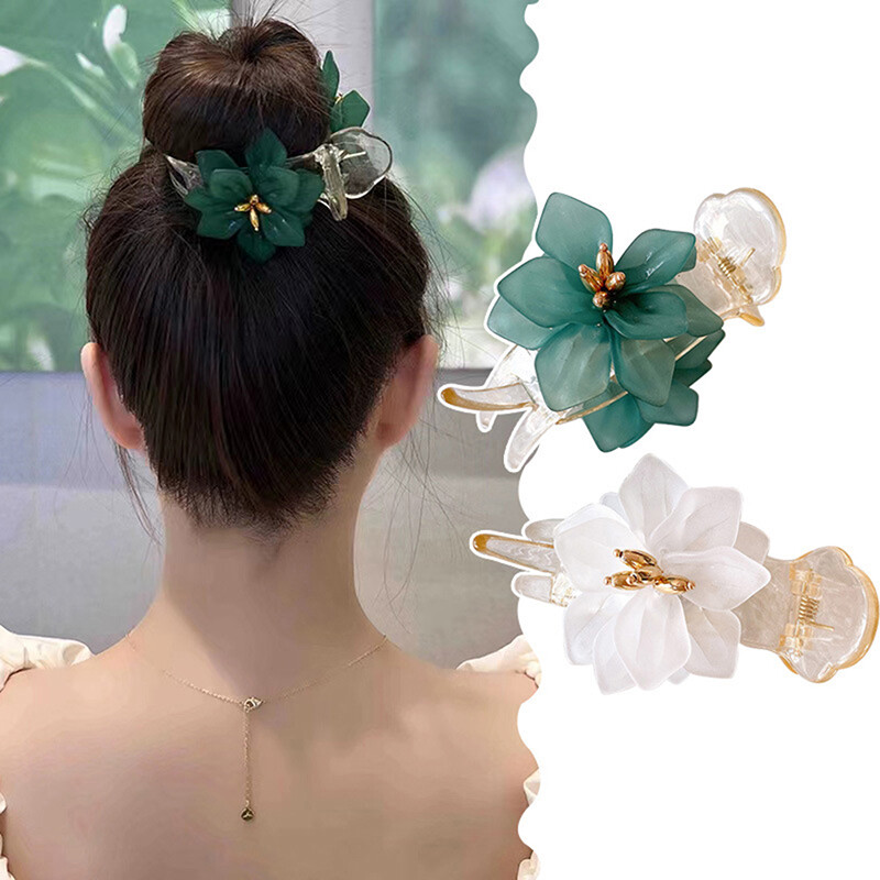 Advanced Elegant Camellia Flower Hair Claws Clip Spring Clips Hair ...