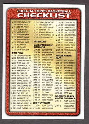 2003-04 TOPPS CHECKLIST #2 (GOLD BACKGROUND) LEBRON ROOKIE **NM-MT** | eBay
