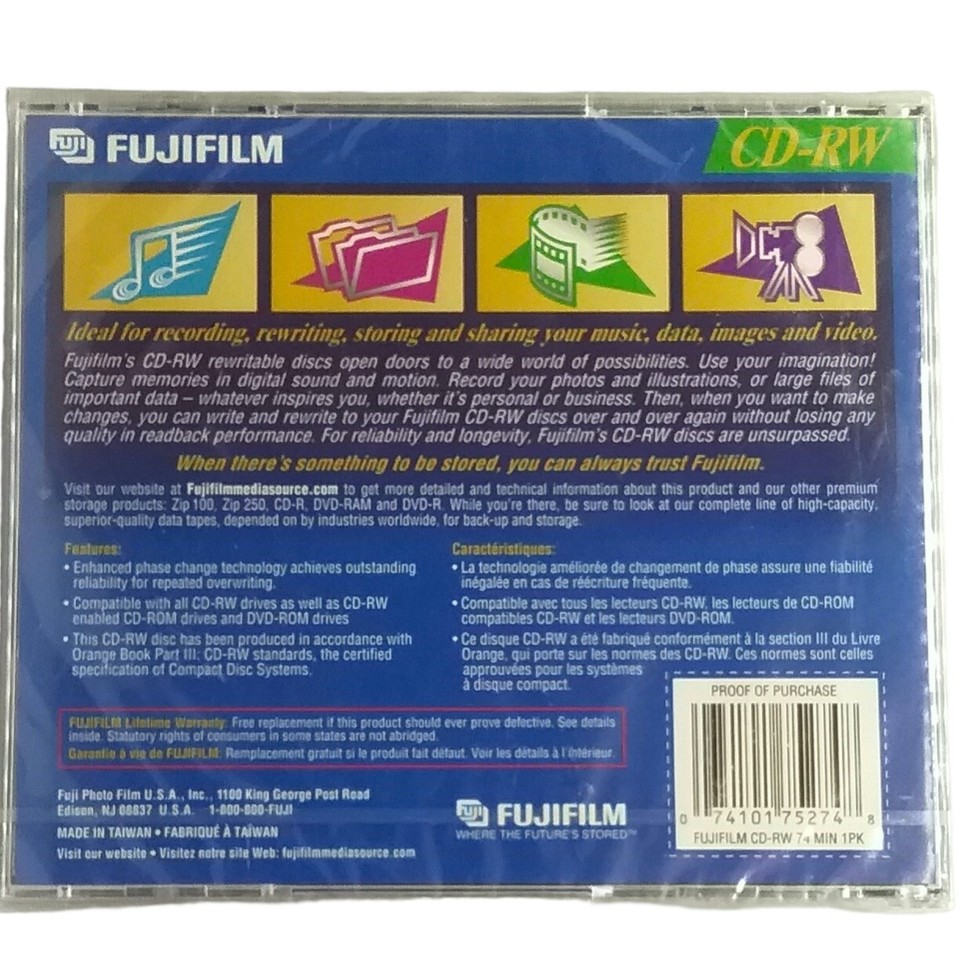 Fujifilm CD-RW 74 Min 650MB Compact Disk Rewritable New | eBay