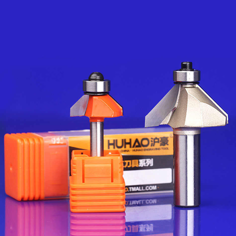 45 Degree Chamfer Router Bit Bevel Edging Carbide Router Bit 1/2" & 1/4 ...